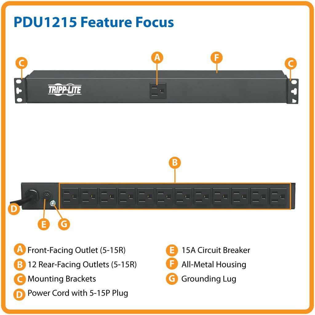 Tripp Lite PDU1215 Power Distribution Unit PDU 1U 13 Outlets 15 Amp ...