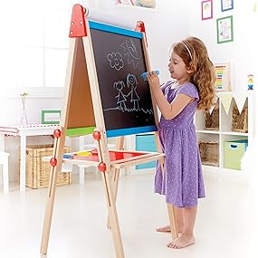 Hape All-in-One Wooden Kid's Art Easel with Paper Roll and Accessories ...