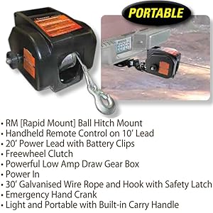 Keeper KAC1500 110/120V AC Electric Winch with Hand Held Remote - 1500 ...