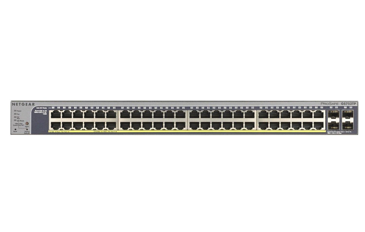 NETGEAR ProSAFE 48-port Gigabit Smart Switch with PoE and 4 SFP Ports ...