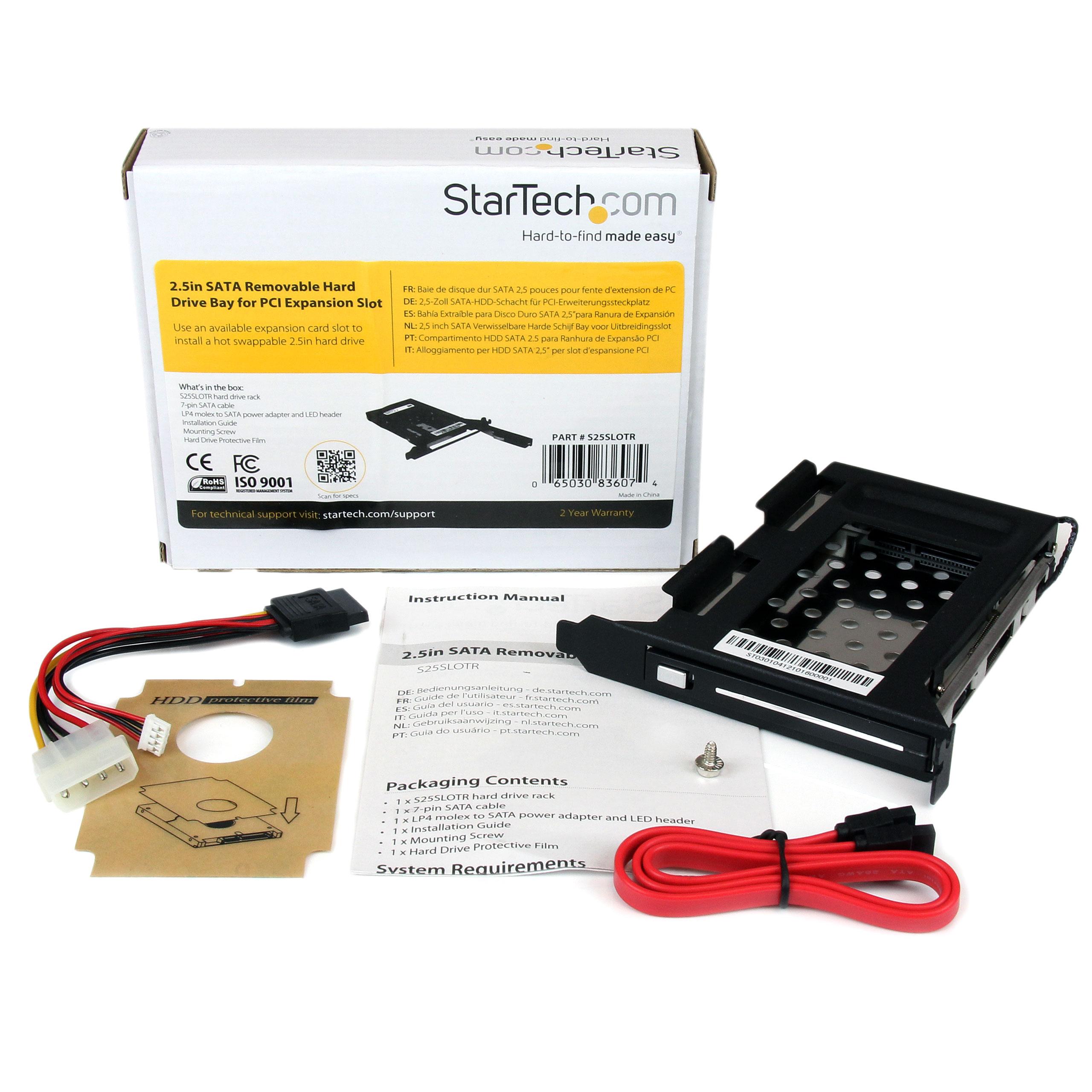 StarTech.com 2.5in SATA Removable Hard Drive Bay for PC Expansion Slot ...