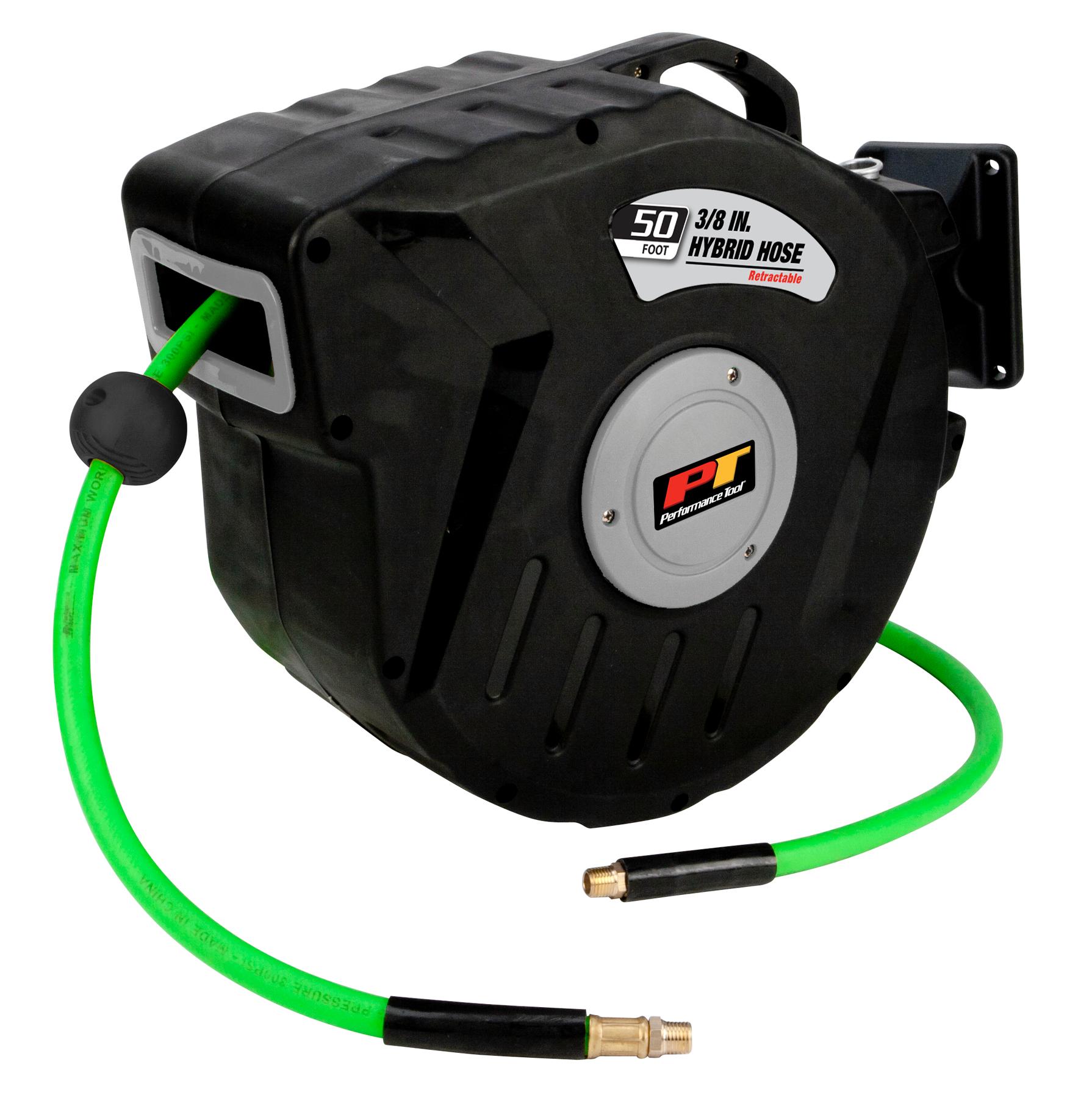 Performance Tool M613 Green, 3/8" x 50' Retractable Guided Return ...