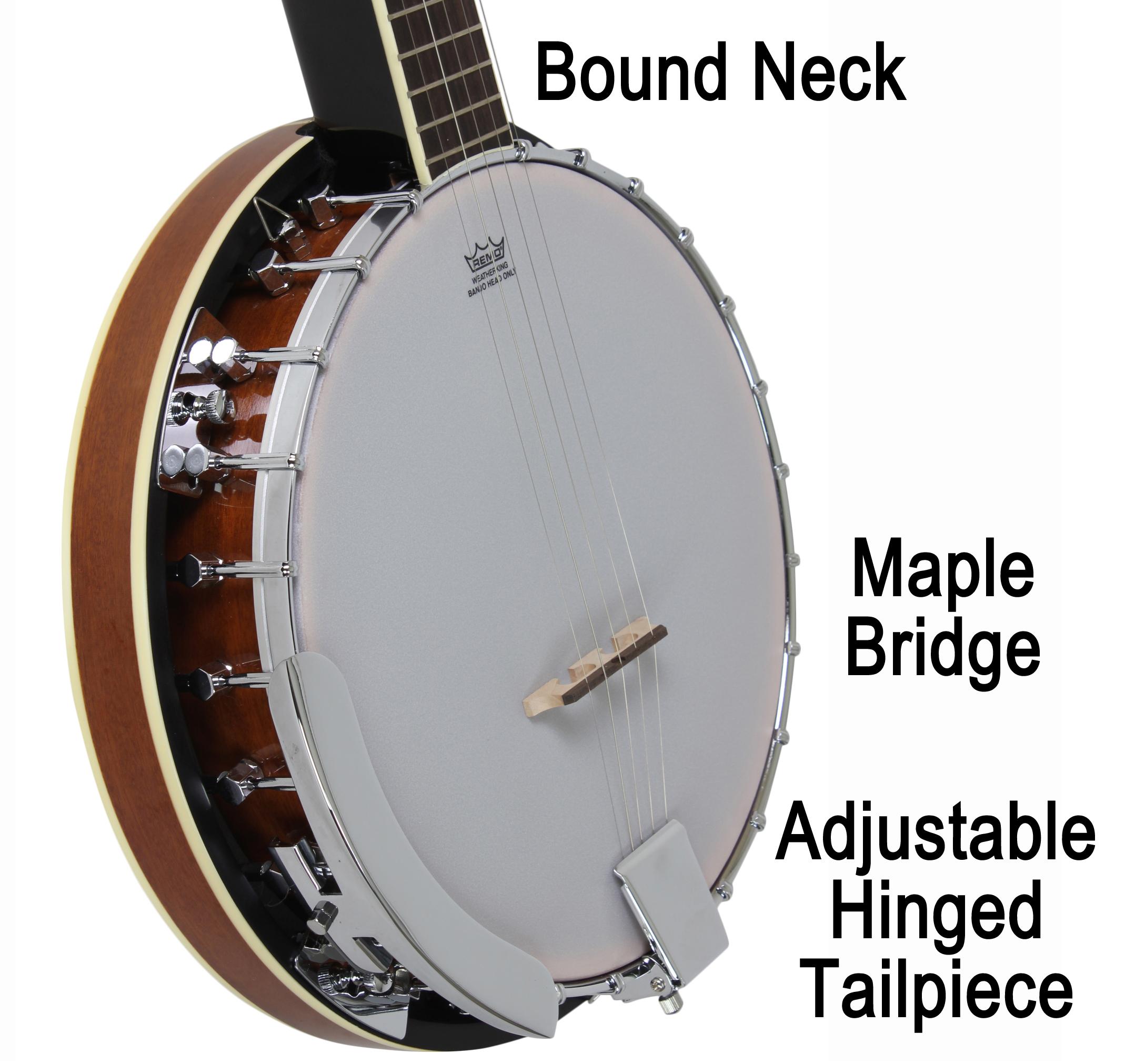 Jameson Guitars BJ05RHBANJO 5-String Banjo 24 Bracket with Closed Solid ...