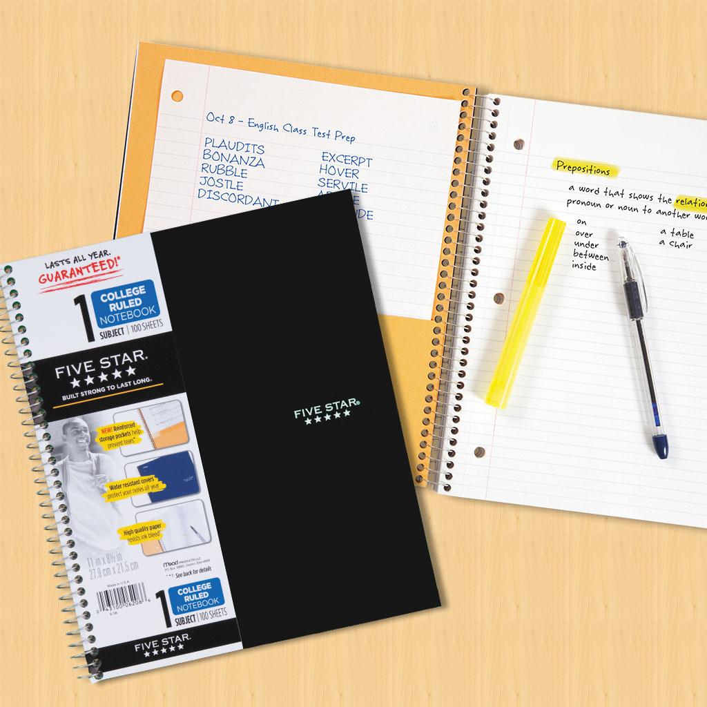 Five Star Wirebound 1-subject Notebook, 11 X 8.5 Inches, 100 Sheets/200 ...