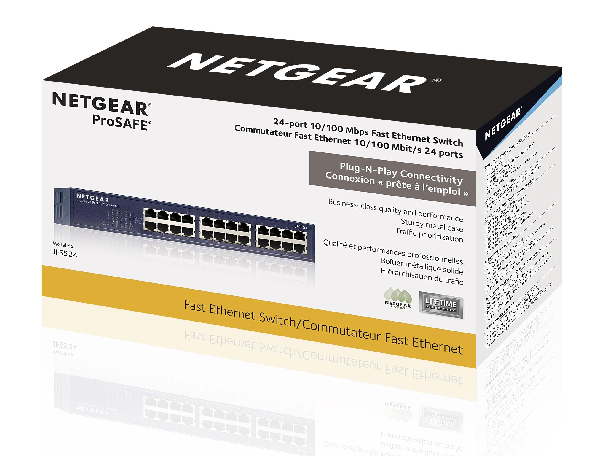 NETGEAR ProSAFE 24-port Fast Ethernet Rackmount Switch (JFS524): Amazon ...