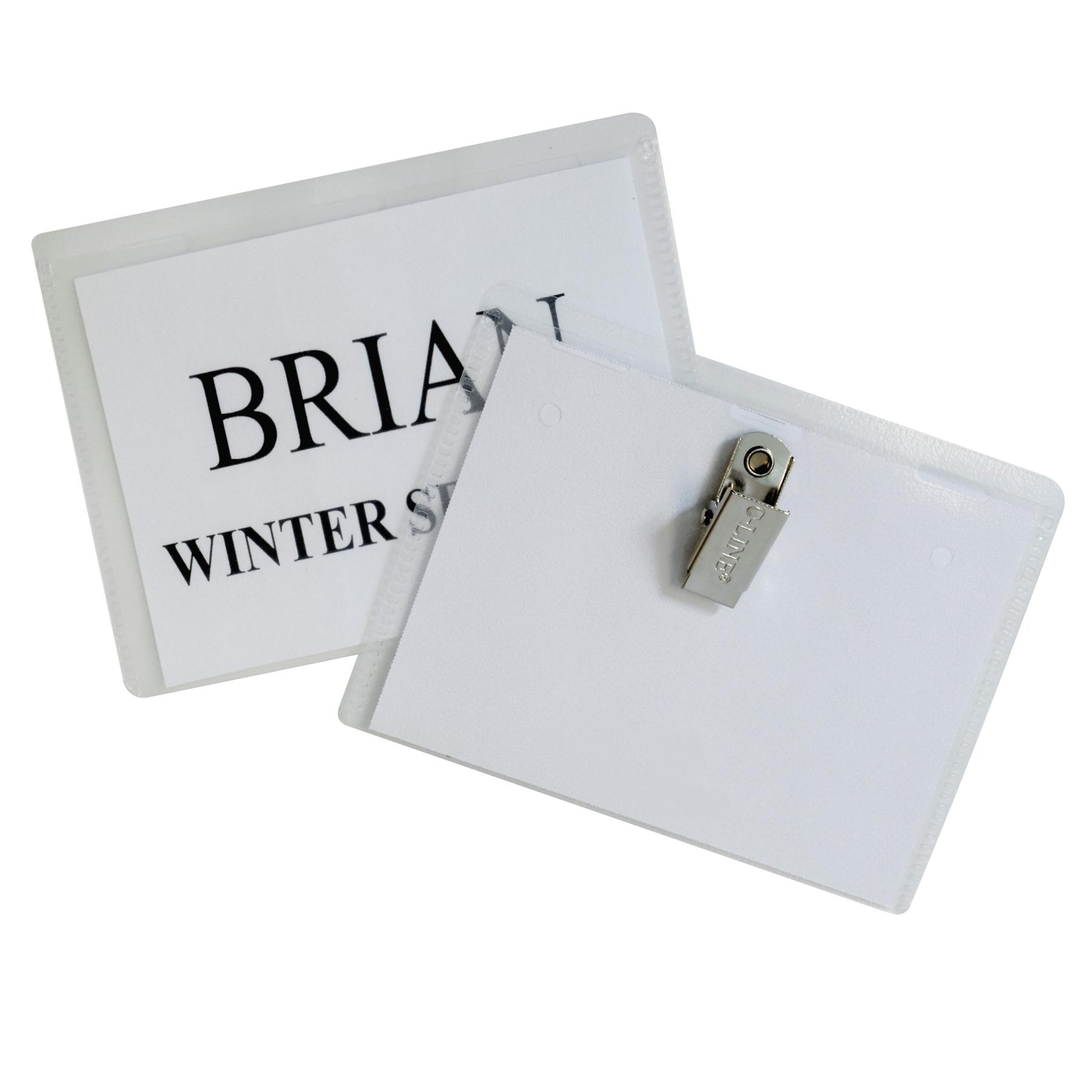 C Line Magnetic Name Badge Holder Kit Horizontal 4 X 3 Inches Clear 
