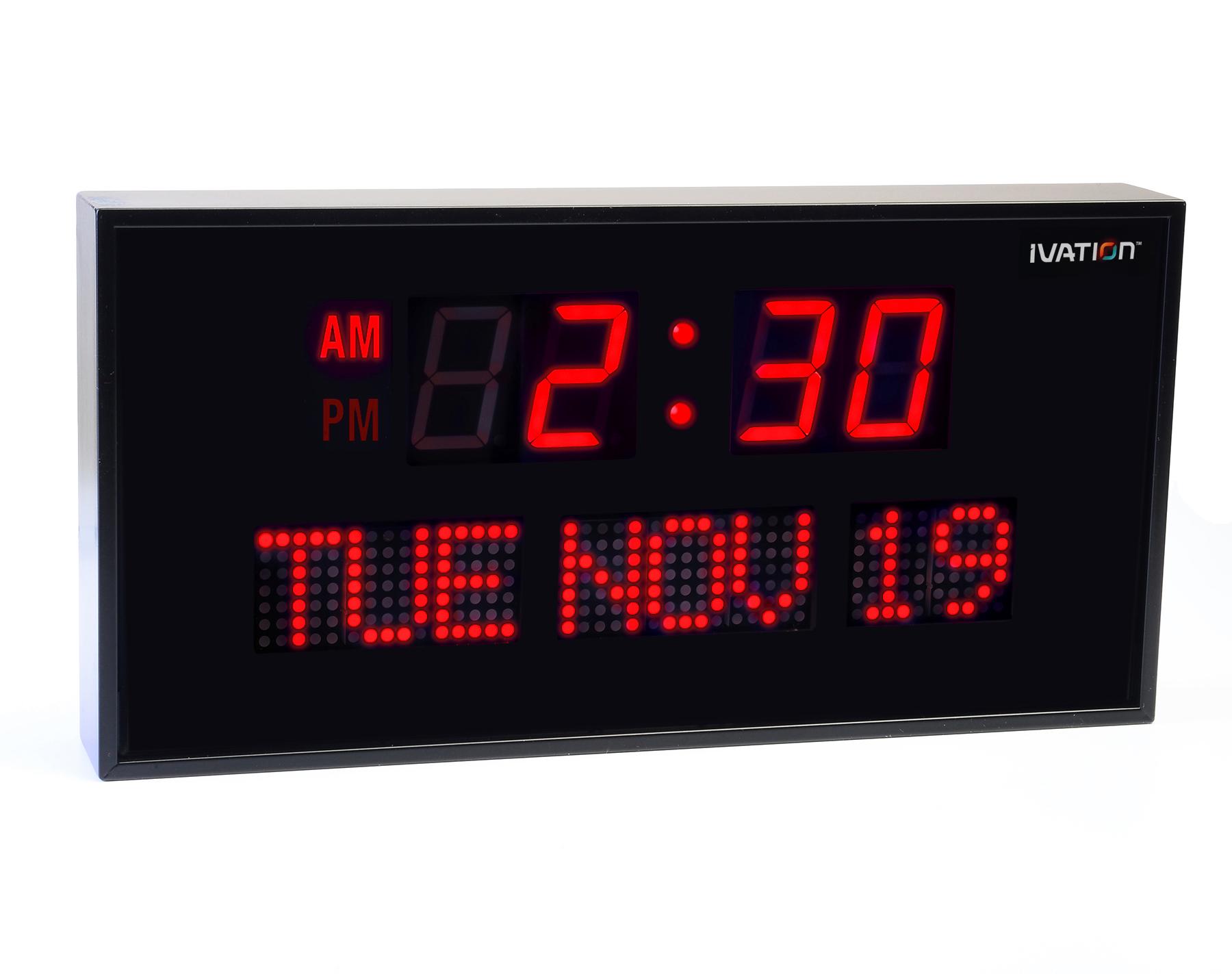 Ivation Big Oversized Digital Blue LED Calendar Clock With Day And Date 
