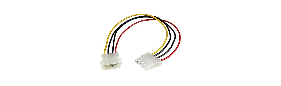 StarTech.com 12in Molex LP4 Power Extension Cable M/F - 4 pin Molex ...