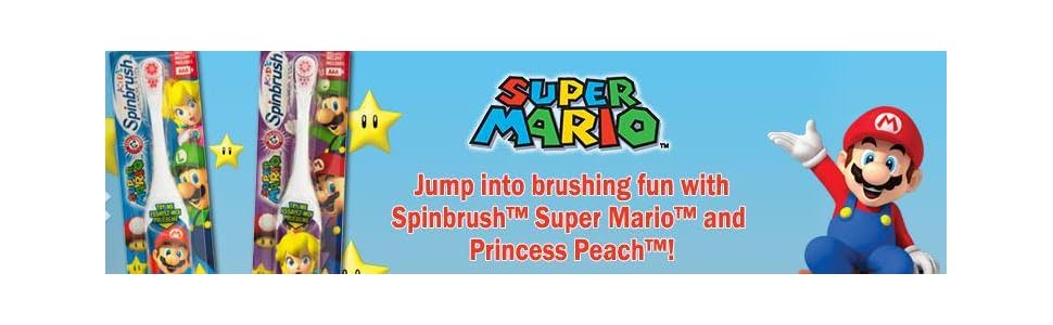 ARM & HAMMER Spinbrush Kids Battery Powered Toothbrush, Super Mario ...