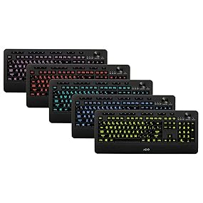 AZiO Vision Backlit USB Keyboard with Large Print Keys and 5 Interchangeable Backlight Colors ...
