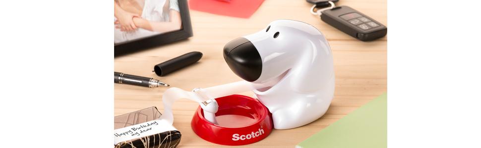 Scotch Dispenser Porta Scotch Cane da Scrivania, con 1 Rotolo di Nastro ...