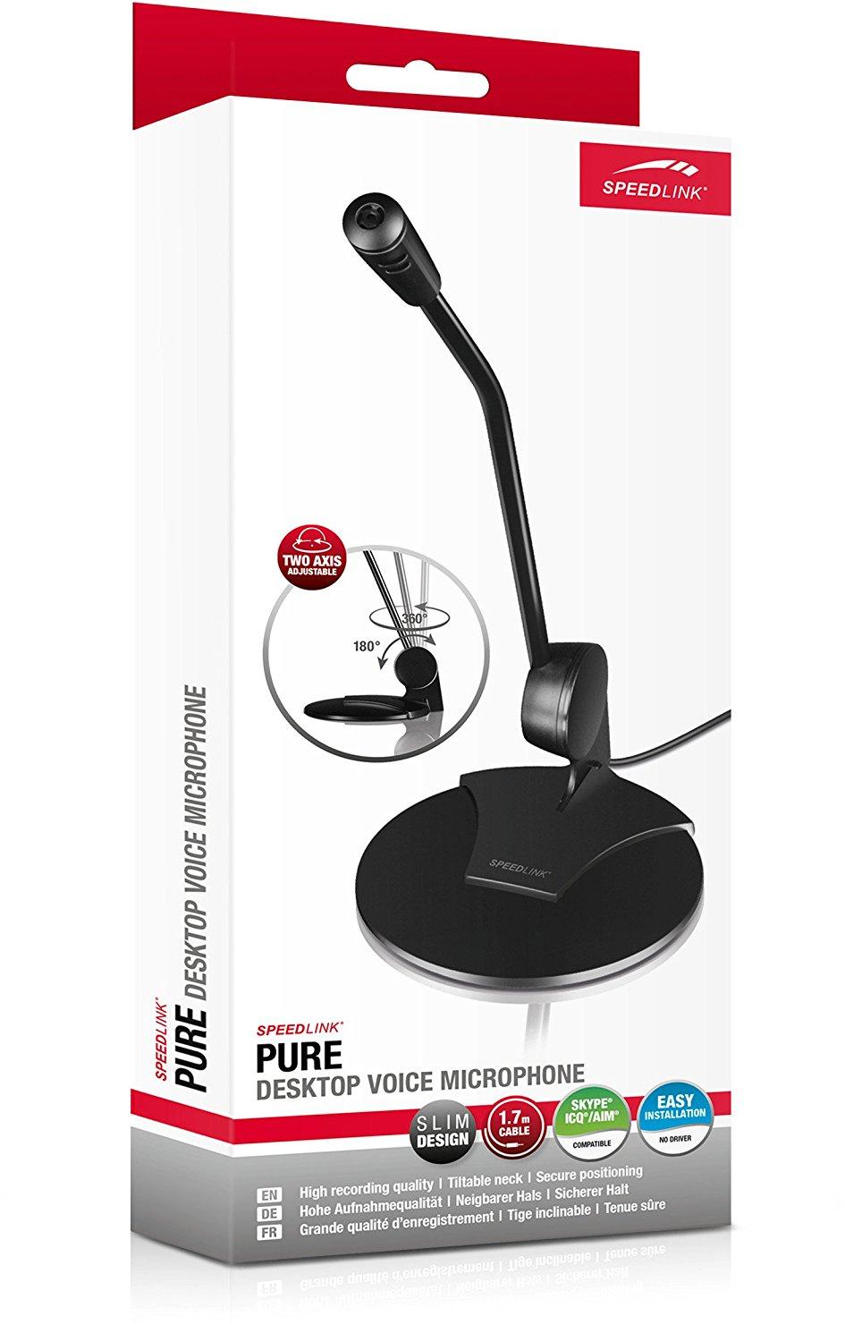 Speedlink PURE Desktop Voice Microphone Microfono da Tavolo per PC, 3 ...