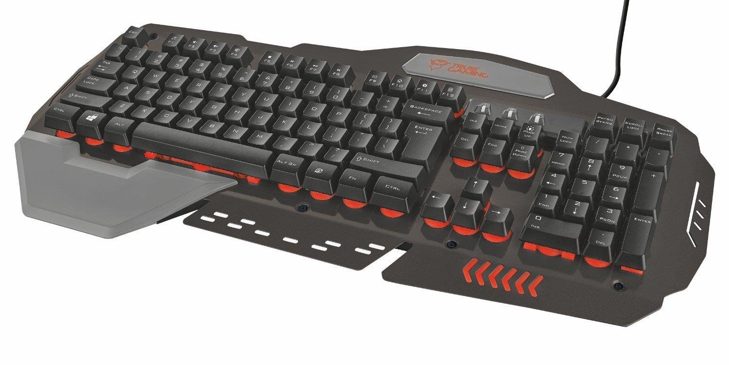 Trust GXT 850 - Teclado metálico iluminado para gaming, negro, teclado ...