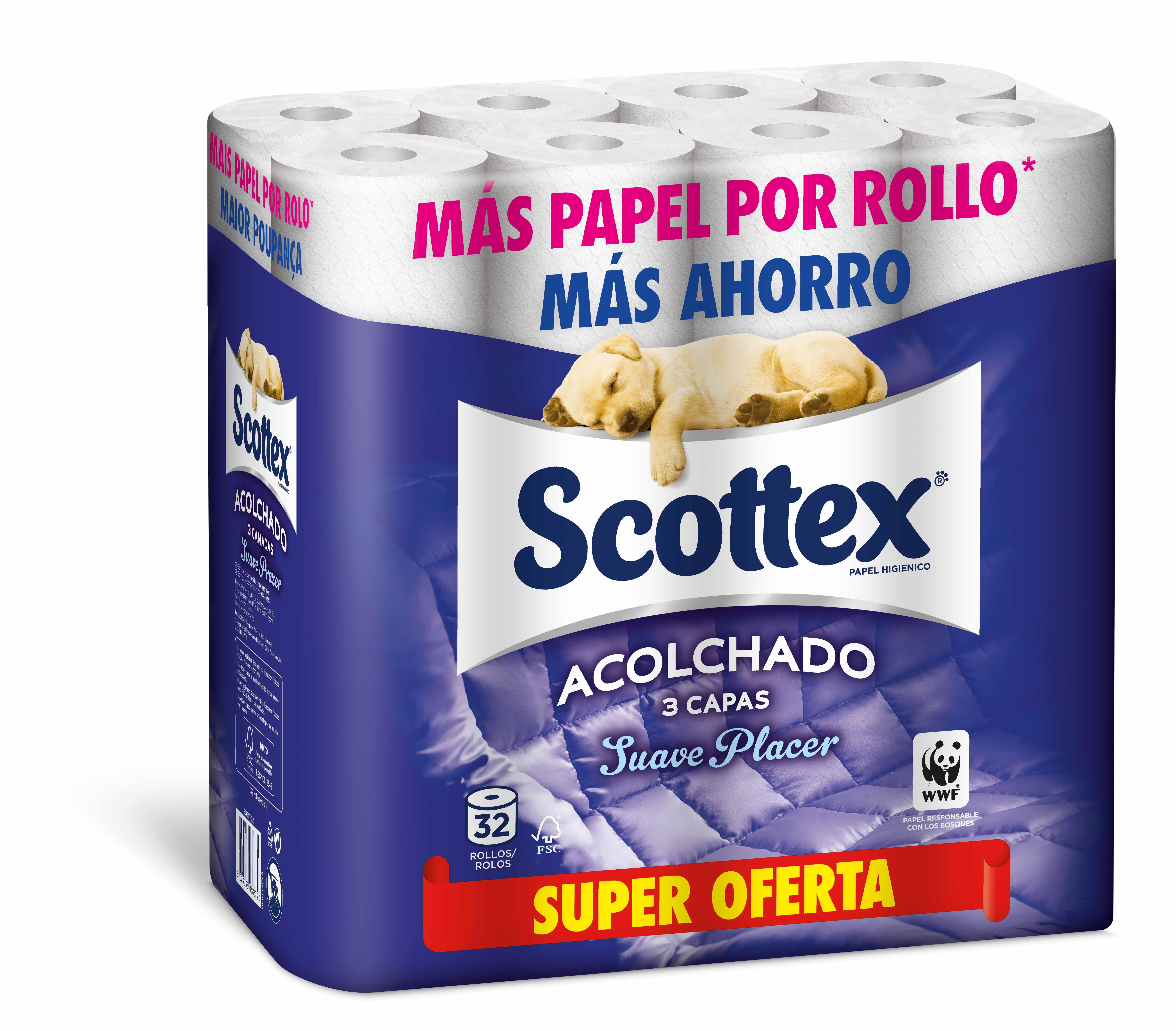Scottex Acolchado Papel Higiénico - 24 rollos: Amazon.es: Supermercado