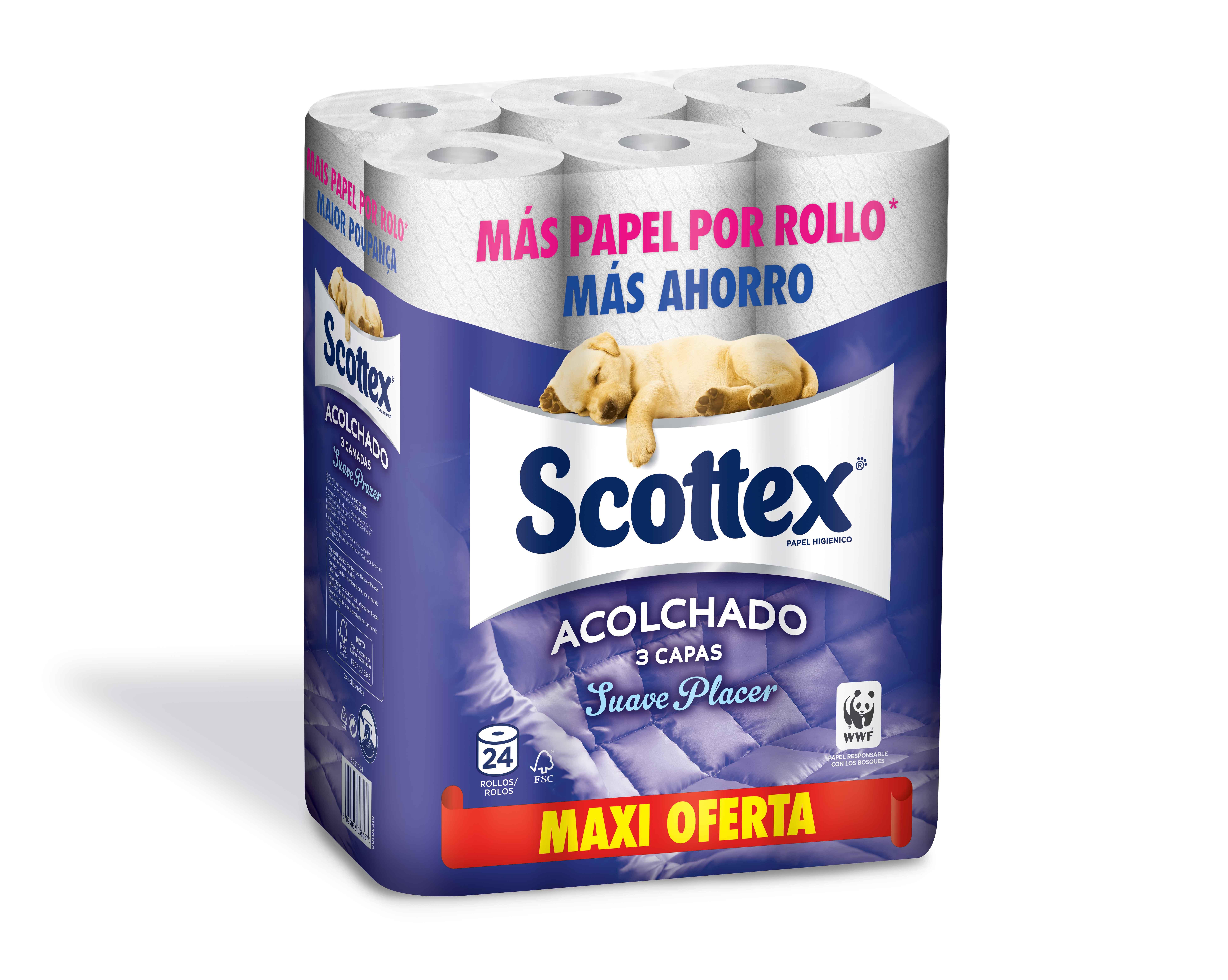 Scottex Acolchado Papel Higiénico - 32 rollos: Amazon.es: Salud y ...