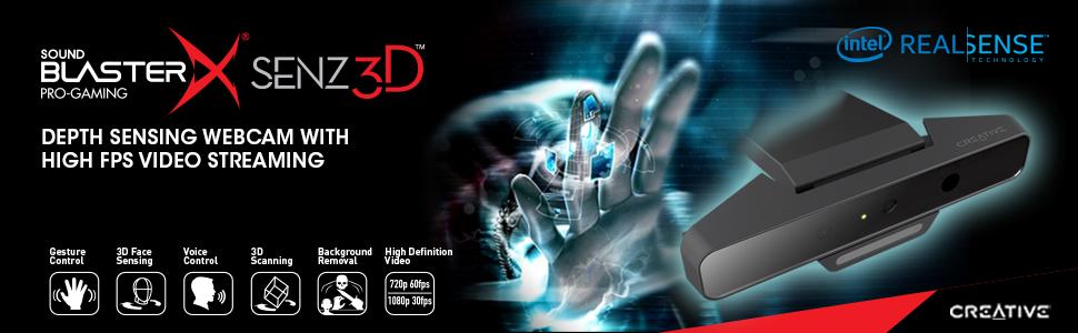 Creative BlasterX Senz3D - Cámara Web de detección de Profundidad con Streaming de vídeo de FPS ...