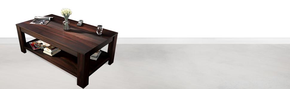 Urban Ladder Striado Coffee Table with Shelves (Mahogany Finish ...