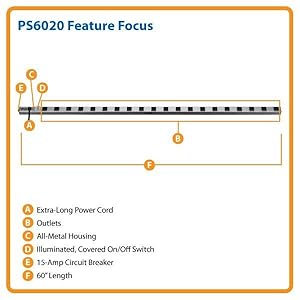 Tripp Lite PS6020 Power Strip 120V 5-15R 20 Outlet 15ft Cord Vertical ...