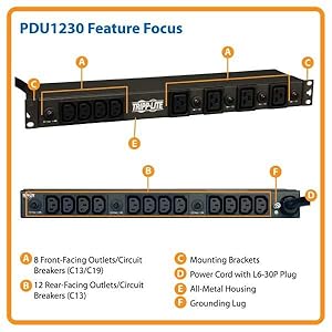 Tripp Lite PDU1230 PDU Básico, 5.8kW 30A, 208/240V, 4 Contactos C19 y ...