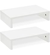Amazon.com: TEAMIX White Monitor Stand Riser-2 Pack,Wood 2 Tier ...