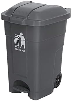 70L Outdoor Wheeled Trash Can, Sturdy Plastic Trash Bin With Lid And Pedals, Waterproof Garbage ...