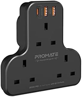 Promate Power Strip, 6-in-1 multi-Plug Wall Mounted Power Extension ...