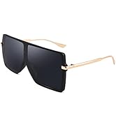 Amazon.com: FEISEDY Women Men Flat Top Shield Sunglasses Oversized Square Rimless Shades UV400 ...