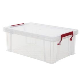 Clear Sturdy Plastic 10L Clip Top Space Master A4 CD Shoe Storage Box ...