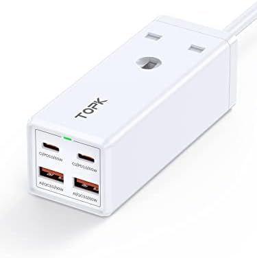 65W USB C Charger,TOPK 4-Port Desktop USB Charging Station with 2 USB C ...