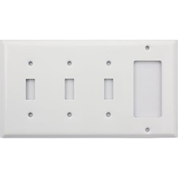 Smooth White Four Gang Switch Plate, Three Toggle Switches One GFI ...