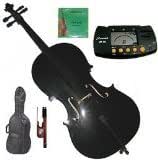 Amazon.com: Merano 4/4 (Full) Size Black Cello with Bag and Bow + Extra ...
