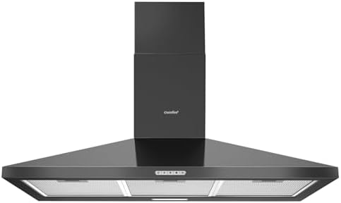 COMFEE' 90 cm Chimney Cooker Hood PYRA17B-90 Extractor Hood with LED and Recirculating & Ducting ...