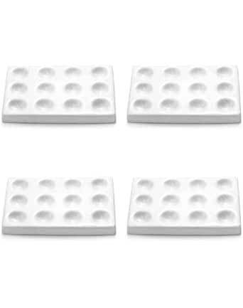 QWORK Spot Plate, 4 Pack, 12 Wells Porcelain Spotting Reaction Plate ...
