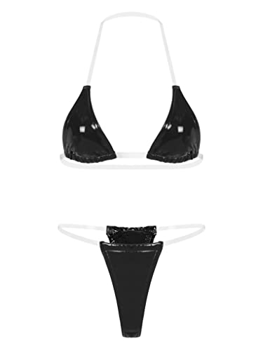 Mua QinCiao Women Invisible Straps Halter Latex Bra Tops Thong Micro ...