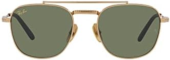Ray-Ban RB8258 Frank II Titanium Aviator Sunglasses, Gold/Green, 54 mm ...