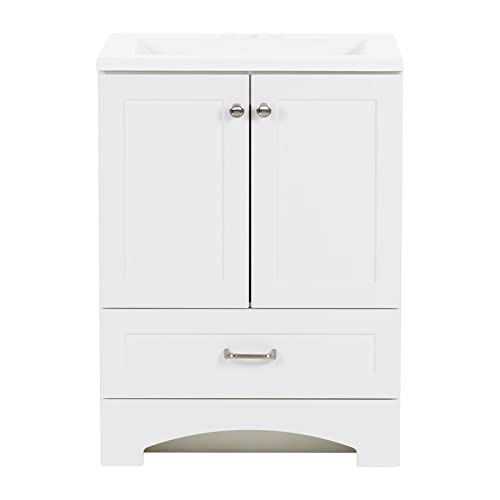Spring Mill Cabinets Emlyn 24 Inch Bathroom Vanity with White Single Sink Top, 2-Door Cabinet, 1 ...