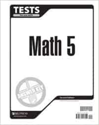 Math 5 for Christian Schools Second Edition Test Answer Key: BJU ...