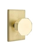 Emtek Privacy Set, Modern Rectangle Rosette, Octagon Knob (Satin Brass ...