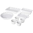 Amazon.com: Cook Pro Inc 8-Piece White Ceramic Ruffled Bakeware Set ...