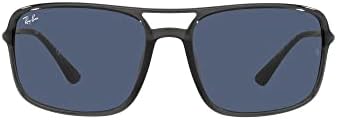 Ray-Ban Rb4375 Rectangular Sunglasses, Transparent Grey/Dark Blue, 60 ...