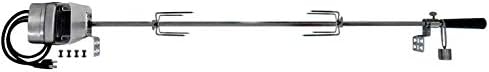OneGrill Heavy Duty Stainless Steel Universal Grill Rotisserie Kit with 13 Watt 50 lb. Stainless ...