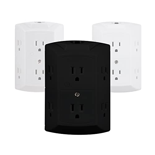GE 6-Outlet Extender, Grounded Wall Tap, Reset Button, Circuit Breaker ...