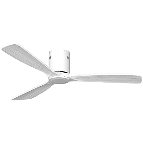 Obabala Ceiling Fan with 5 Walnut Wood Blades Low Profile Ceiling Fan ...