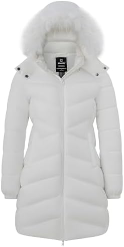 wantdo Women's Long Puffer Coat Lightweight Warm Jacket with Hood ...