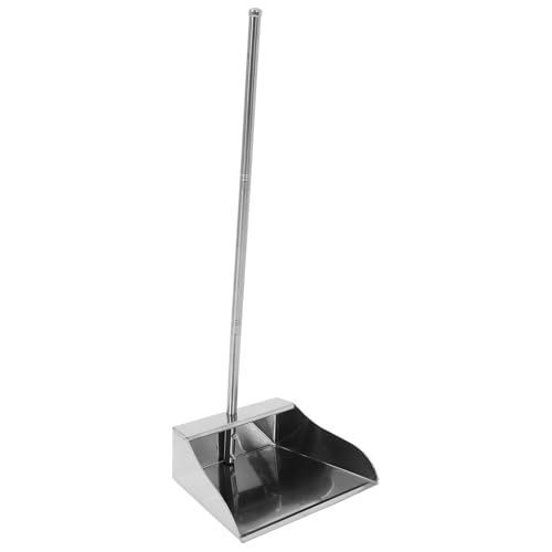 Lurrose Stainless Steel Dust Pan Upright Standing Dustpan Long Handle ...