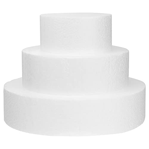 DOITOOL Round Foam Cake Dummy Set, 3 Tiers Dummy Cakes for Decorating ...