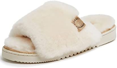 Dearfoams Women's Fireside Cairns Shearling Easy on/Off Slide Sandal ...