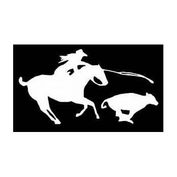Amazon.com: Calf Roping Rodeo Cowgirl Vinyl Decal Sticker|WHITE|Cars ...