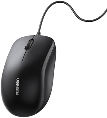UGREEN Wired Mouse, USB Wired Computer Mouse with Ergonomic Design, 1200 DPI 1.5m Length Quiet ...