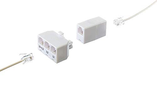 Telephone Splitter 2 Line Adapter - 3-Way Splitter (Line 1, Line 2, and ...